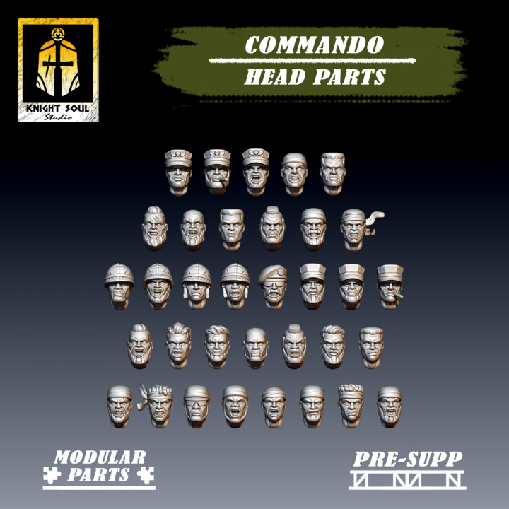 3D Printable Commando Head Parts A by KNIGHT SOUL Studio