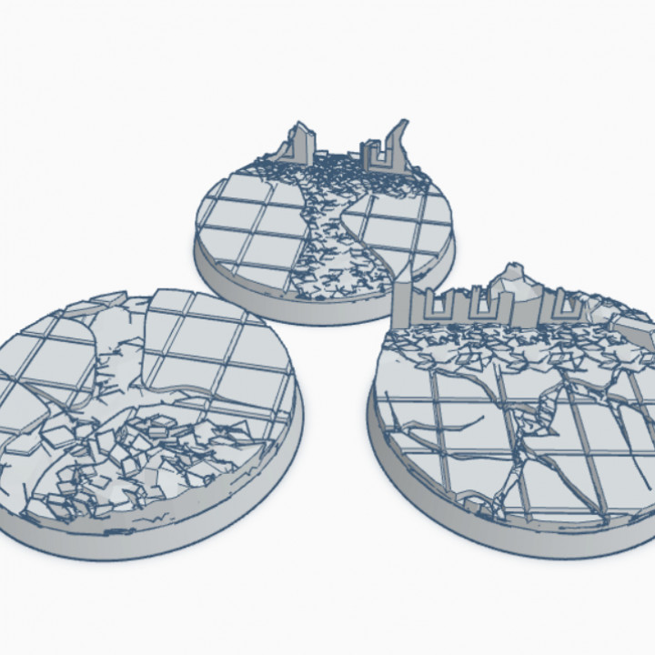 3D Printable Set of 3 Gothic 50mm by 50mm Round Miniature Bases by ...