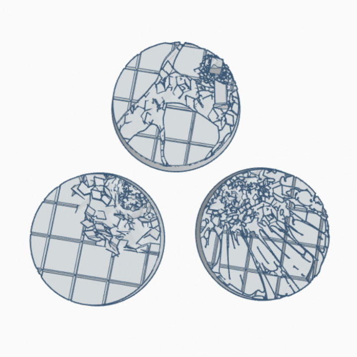 3D Printable Set of 3 Gothic 40mm by 40mm Round Miniature Bases by ...