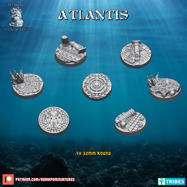 3D Printable Atlantis Ruins Bases & Toppers (pre-supported) - Seabed by ...