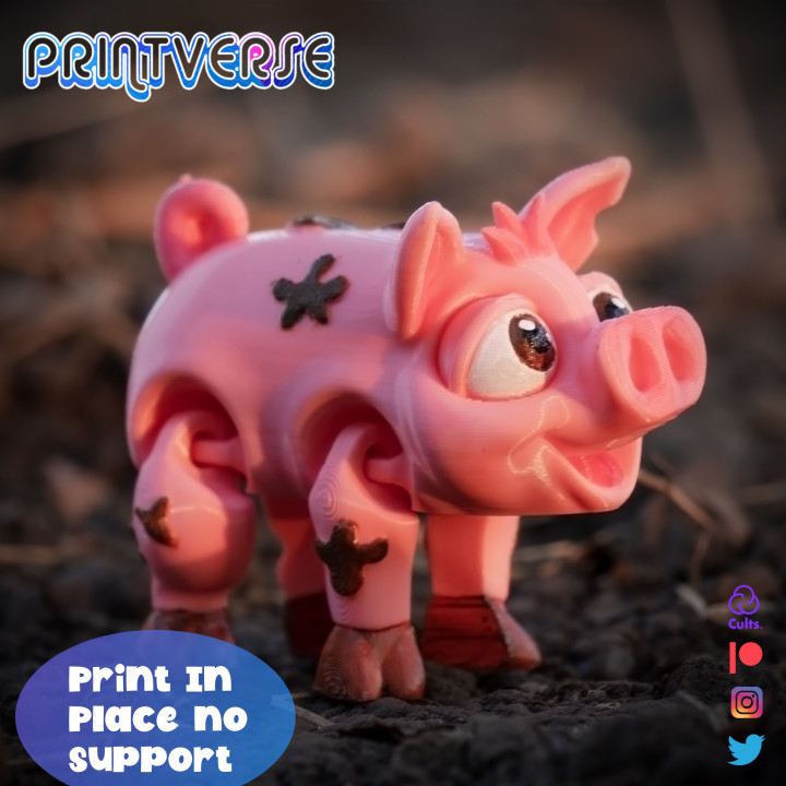 3D Printable Flexy Print In Place Piggy & Pigasus by Printverse