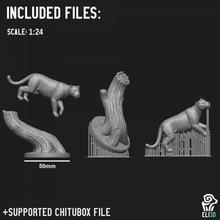 3D Printable Panther on Tree - Animal by ELI 3D