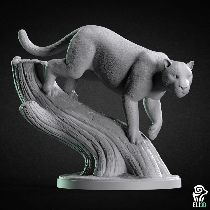 3D Printable Panther on Tree - Animal by ELI 3D
