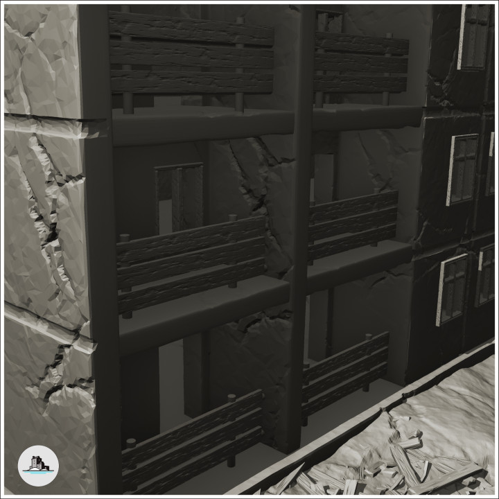 3D Printable Large damaged modern apartment building with flat roof (1 ...