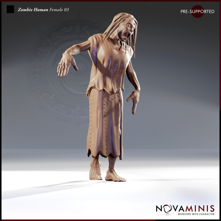3D Printable Zombie Human Female 03 by NovaMinis