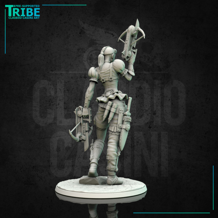 3D Printable (MK 0006) Female rogue with double crossbow Statue 90mm ...