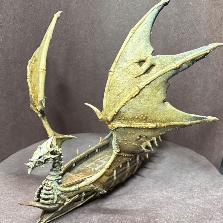 3D Print of Dragon Bone Pirate Ship / Undead Corsair Sailing / Skeleton ...