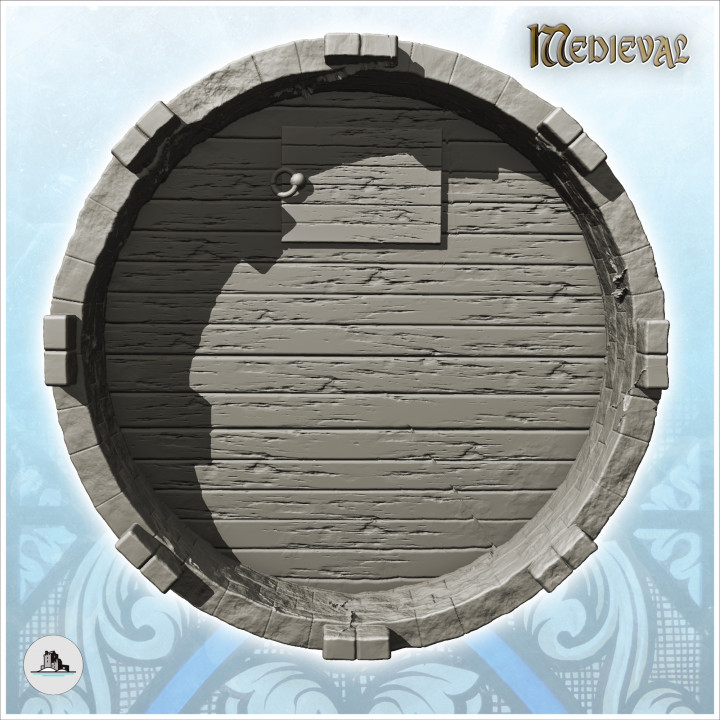 3D Printable Large round medieval stone watchtower with wooden door (9 ...