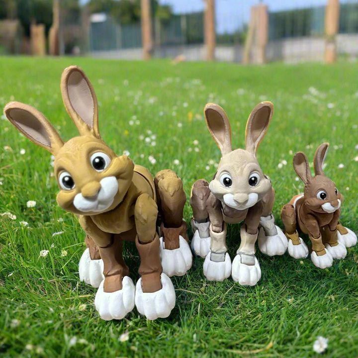 3D Print of Bunny Rabbit Articulated figure, Print-In-Place, Cute Flexi ...