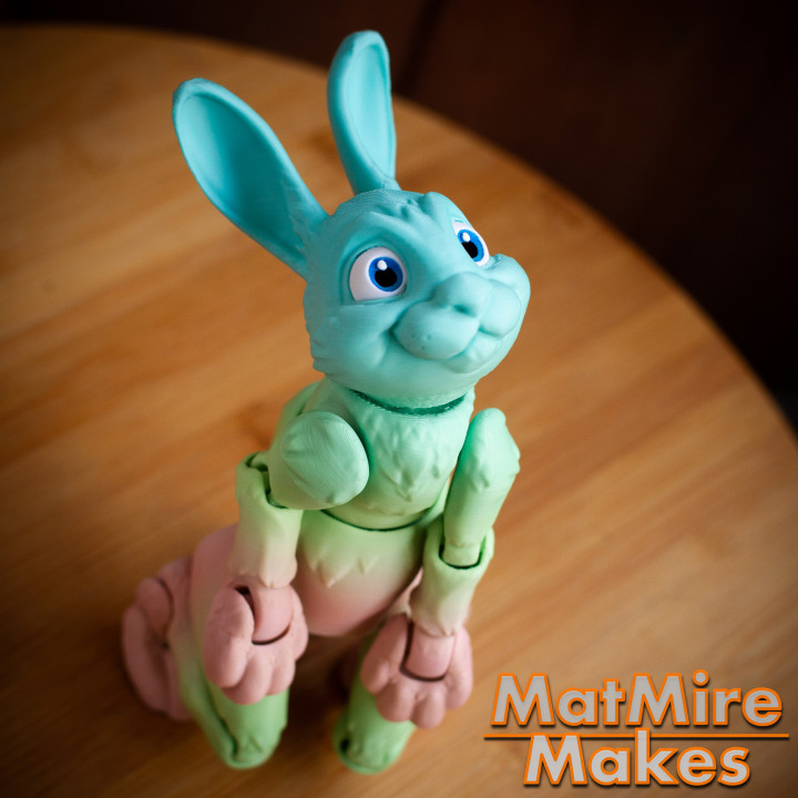 3D Printable Bunny Rabbit Articulated figure, Print-In-Place, Cute ...