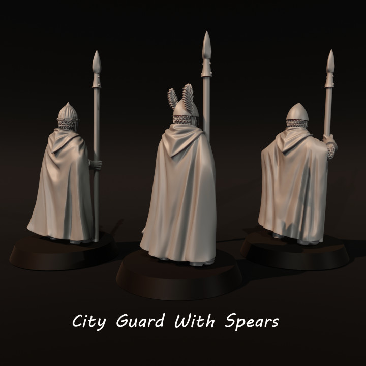 3D Printable City Guards With Spears On Foot by Medbury Miniatures