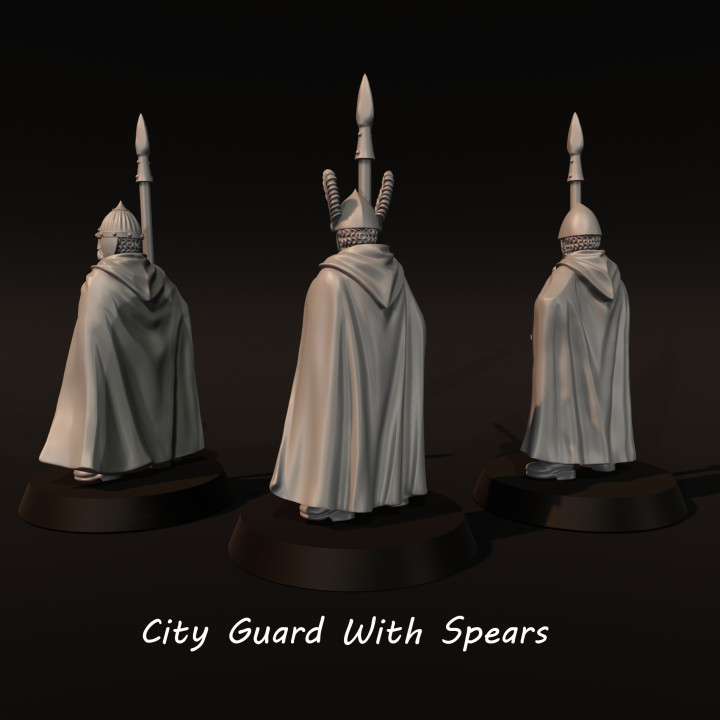 3D Printable City Guards With Spears On Foot by Medbury Miniatures