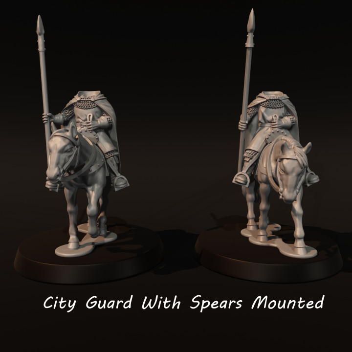3D Printable City Guard With Spears Mounted by Medbury Miniatures