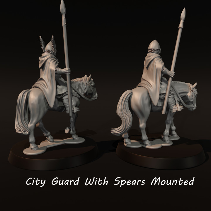 3D Printable City Guard With Spears Mounted by Medbury Miniatures