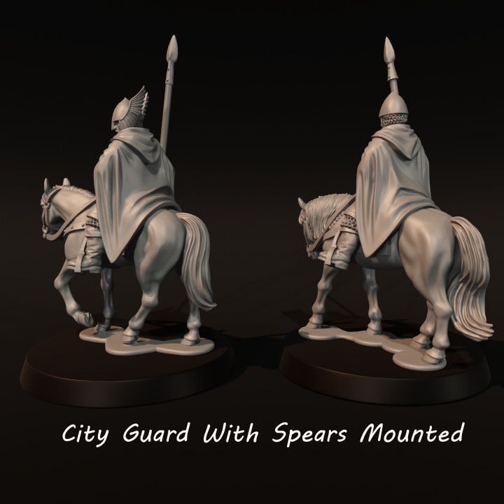 3D Printable City Guard With Spears Mounted by Medbury Miniatures