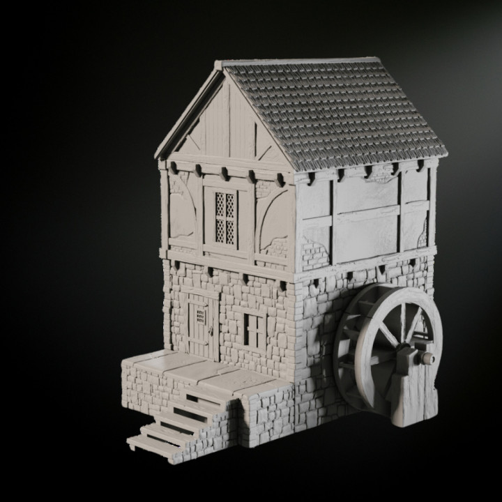 3D Printable Medieval Watermill by WargamesCo