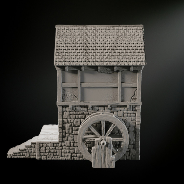 3D Printable Medieval Watermill by WargamesCo
