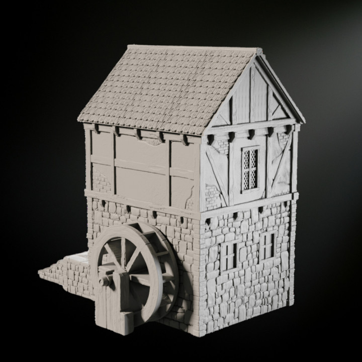 3D Printable Medieval Watermill by WargamesCo