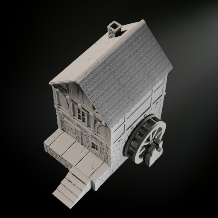 3D Printable Medieval Watermill by WargamesCo