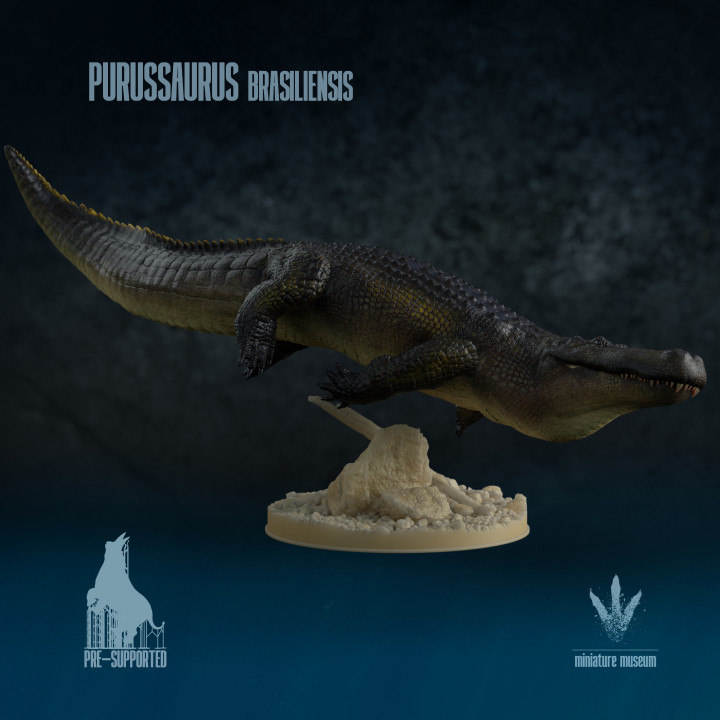 3D Printable Purussaurus brasiliensis : Swimming by Miniature Museum