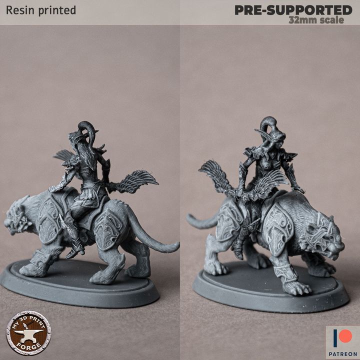 3D Printable Night Elf Huntress on Nightsaber Updated by My3DPrintForge