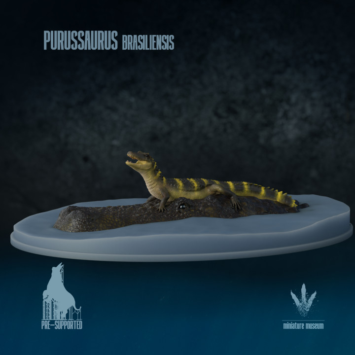 3D Printable Purussaurus brasiliensis : Hitching a ride by Miniature Museum