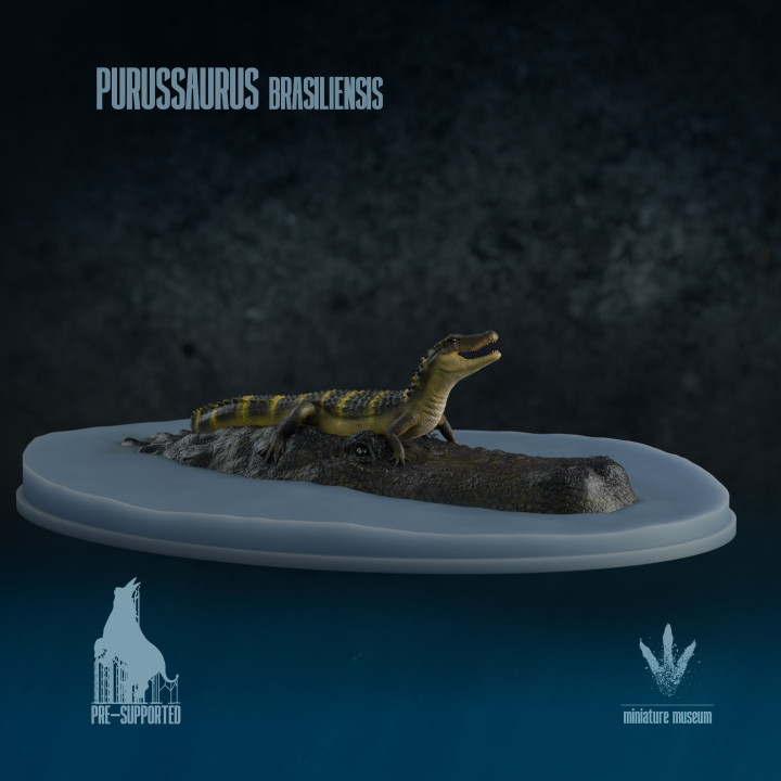 3D Printable Purussaurus brasiliensis : Hitching a ride by Miniature Museum