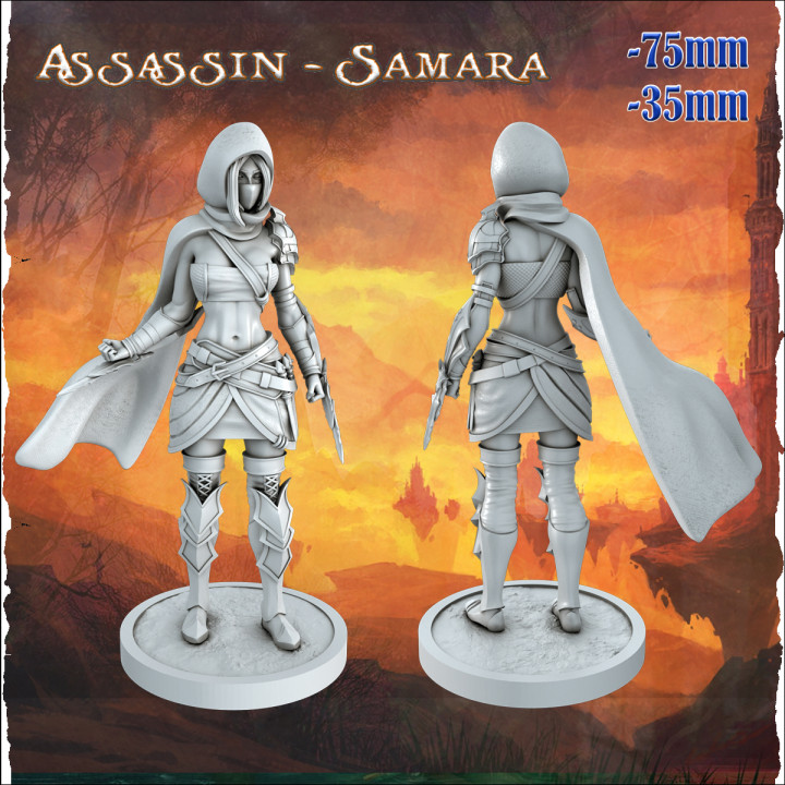 3D Printable Samara - Dark Fantasy Minis - 75mm + 35mm Scale by Ravi ...