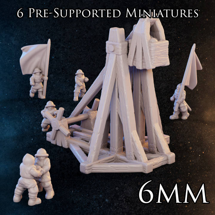 3D Printable 6mm - Siege Engineers - Late Medieval by Productions Diratia