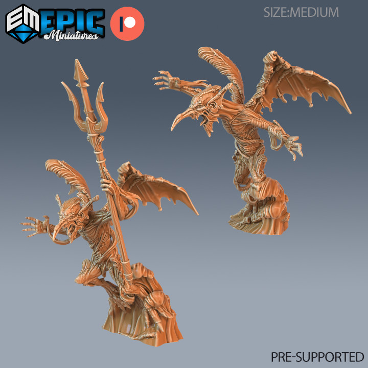 3D Printable Water Mephit Set / Aqua Elemental / Evil Imp / Winged Evil ...