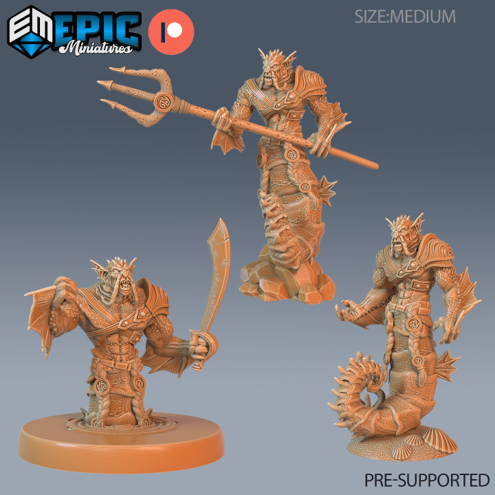 3D Printable Seahorse Merman Set / Merfolk / Water Warrior / Underwater ...