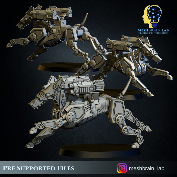3D Printable Mech Dogs War Gears Support by MeshBrain Lab