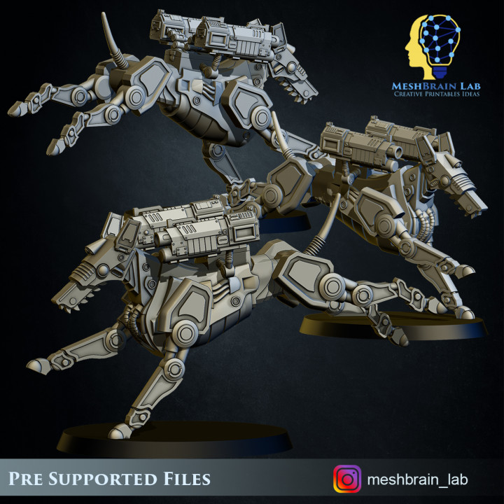 3D Printable Mech Dogs War Gears Support by MeshBrain Lab