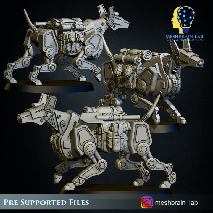 3D Printable Mech Dogs War Gears Support by MeshBrain Lab