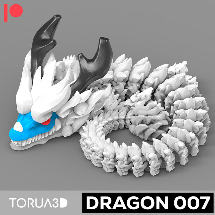 3D Printable Articulated Dragon 007 by Torua3D