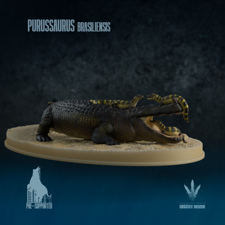 3D Printable Purussaurus brasiliensis : Family by Miniature Museum