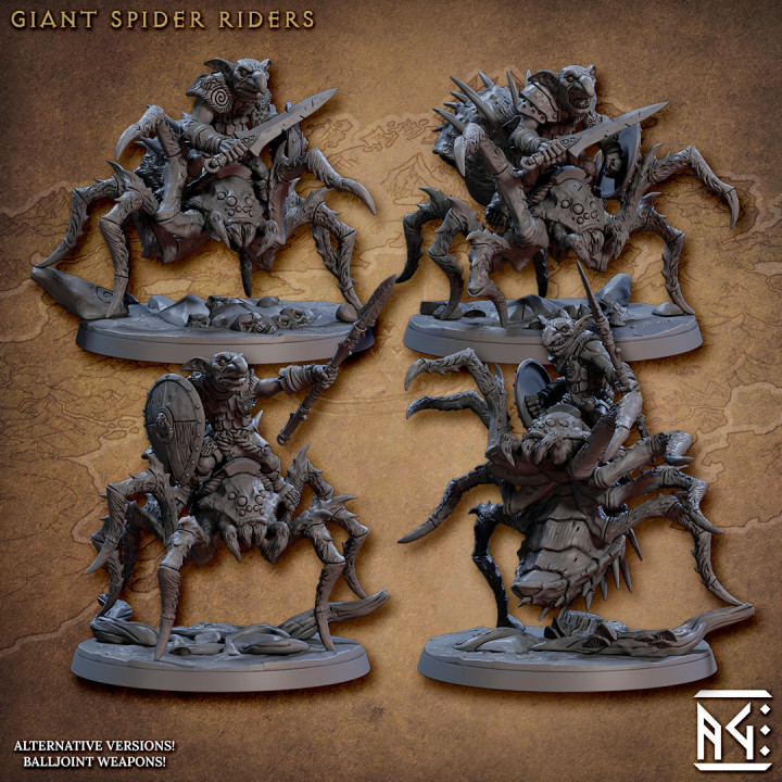 3D Printable Faldorn Giant Spider Riders (Faldorn Goblins) by Artisan Guild