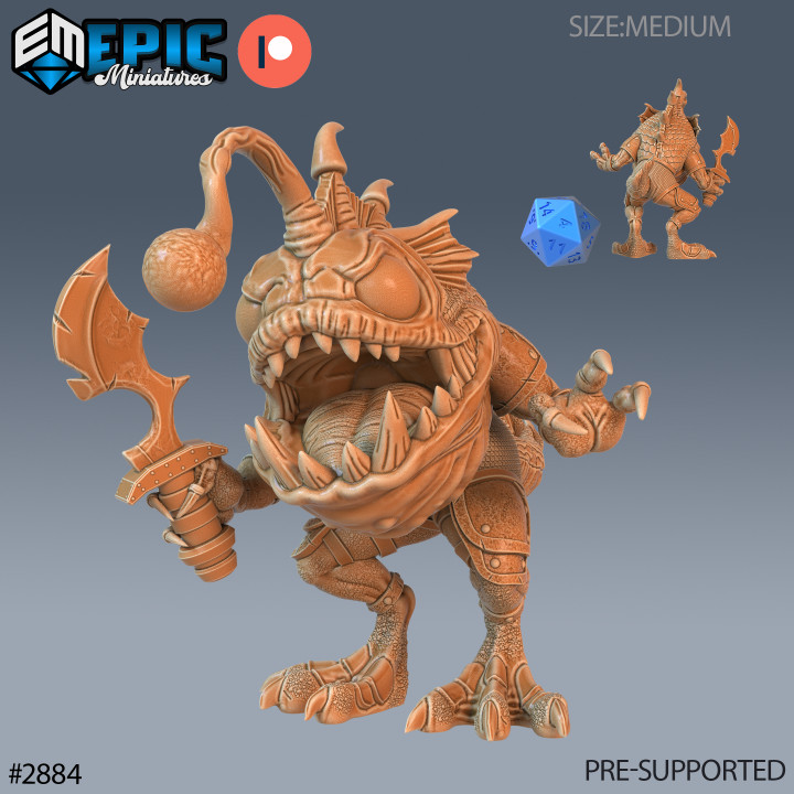 3D Printable Anglerfish Folk / Sea Warrior / Male Water Fighter / Aqua ...