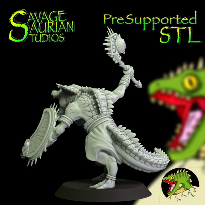 3D Printable Lizardmen - Crocodactus Sunscale Hero by Savage Saurian ...