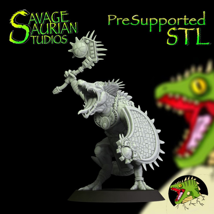 3D Printable Lizardmen - Crocodactus Sunscale Hero by Savage Saurian ...