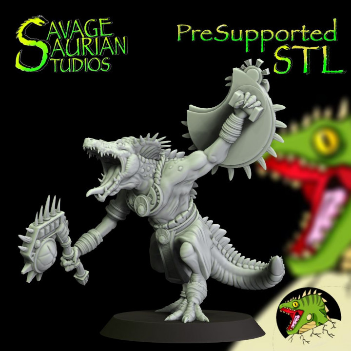 3D Printable Lizardmen - Crocodactus Sunscale Hero by Savage Saurian ...