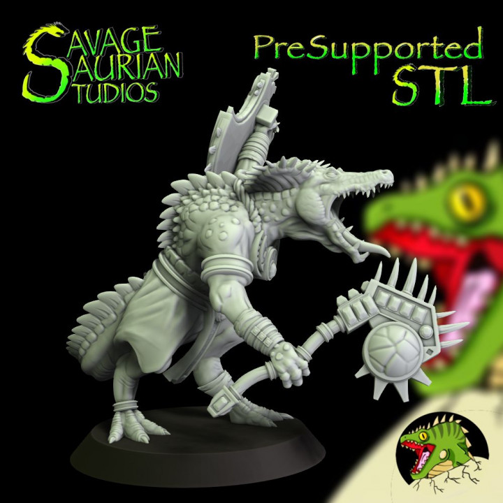 3D Printable Lizardmen - Crocodactus Sunscale Hero by Savage Saurian ...