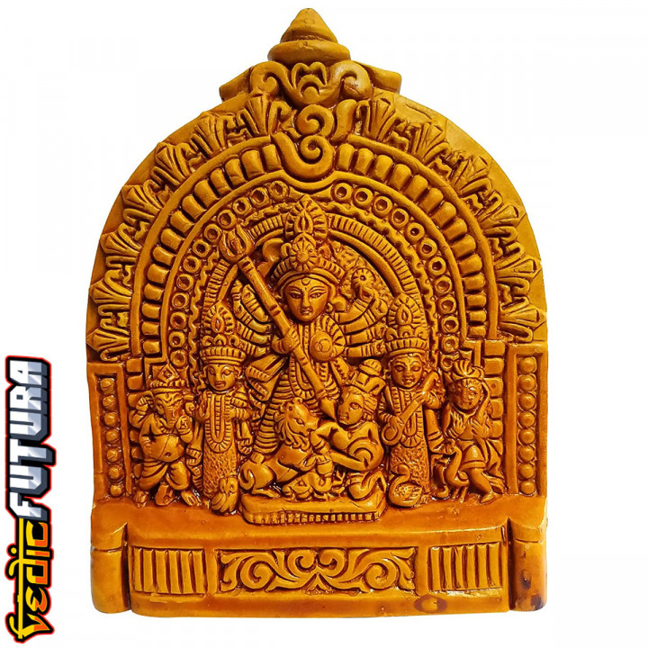 3D Printable Durga in Epic Battle in Terracotta by VedicFutura