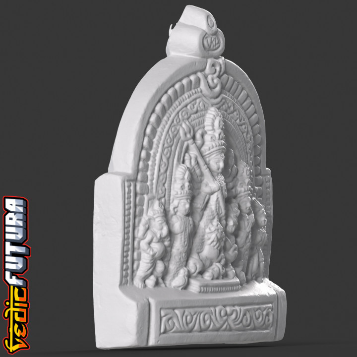 3D Printable Durga in Epic Battle in Terracotta by VedicFutura