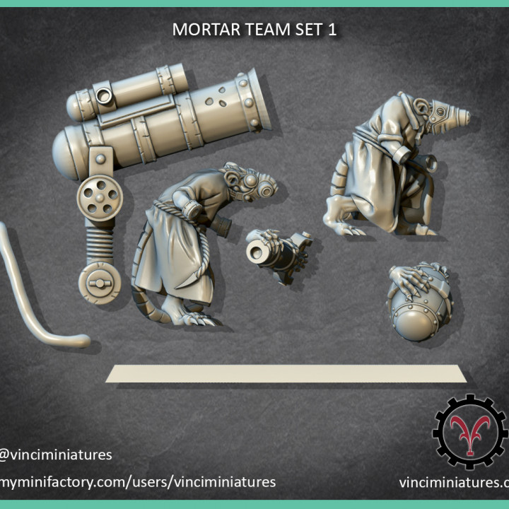 3D Printable MORTAR TEAM SET 1 by vinciminiatures