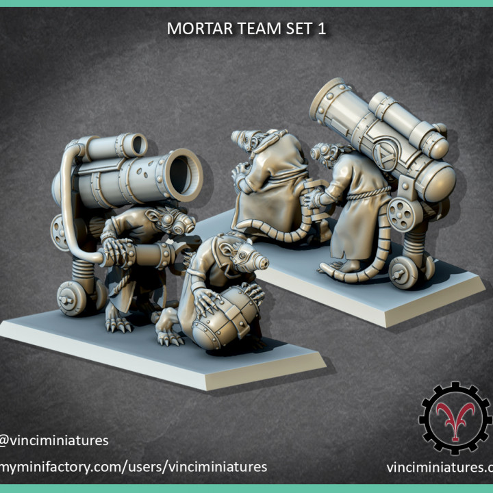 3D Printable MORTAR TEAM SET 1 by vinciminiatures