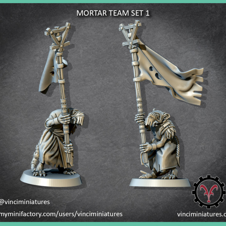 3D Printable MORTAR TEAM SET 1 by vinciminiatures