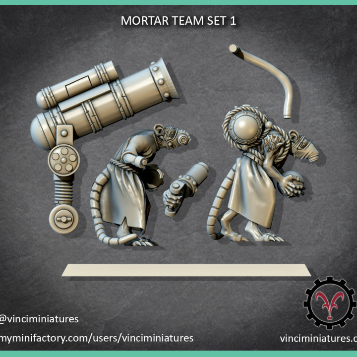 3D Printable MORTAR TEAM SET 1 by vinciminiatures
