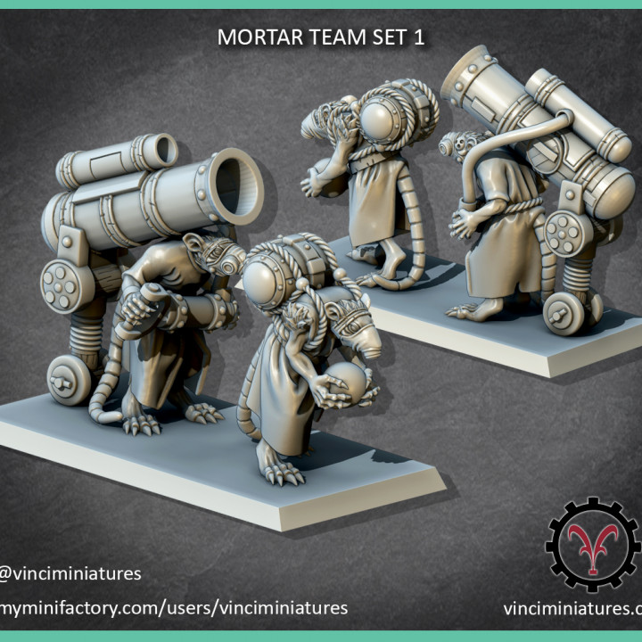 3D Printable MORTAR TEAM SET 1 by vinciminiatures