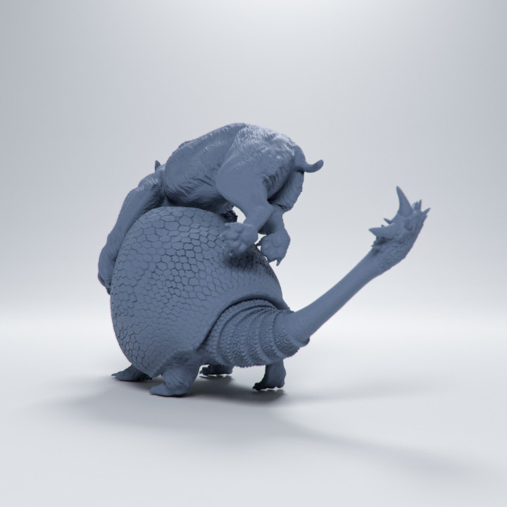 3D Printable Doedicurus vs Smilodon 1-35 scale pre-supported ...